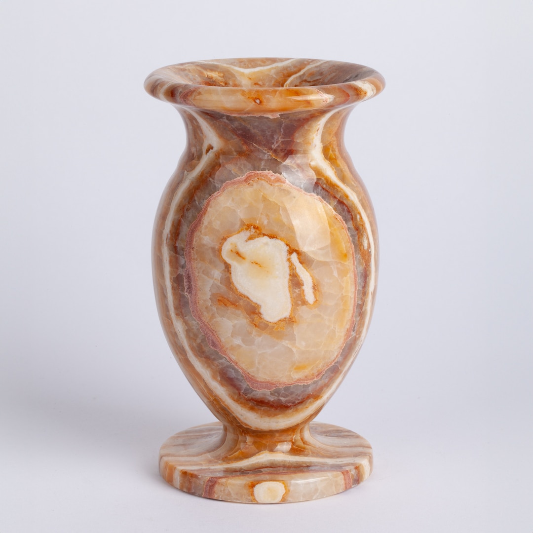 Small Yellow Alabaster Vase / Hand Carved Onyx / Onyx Decoration ...