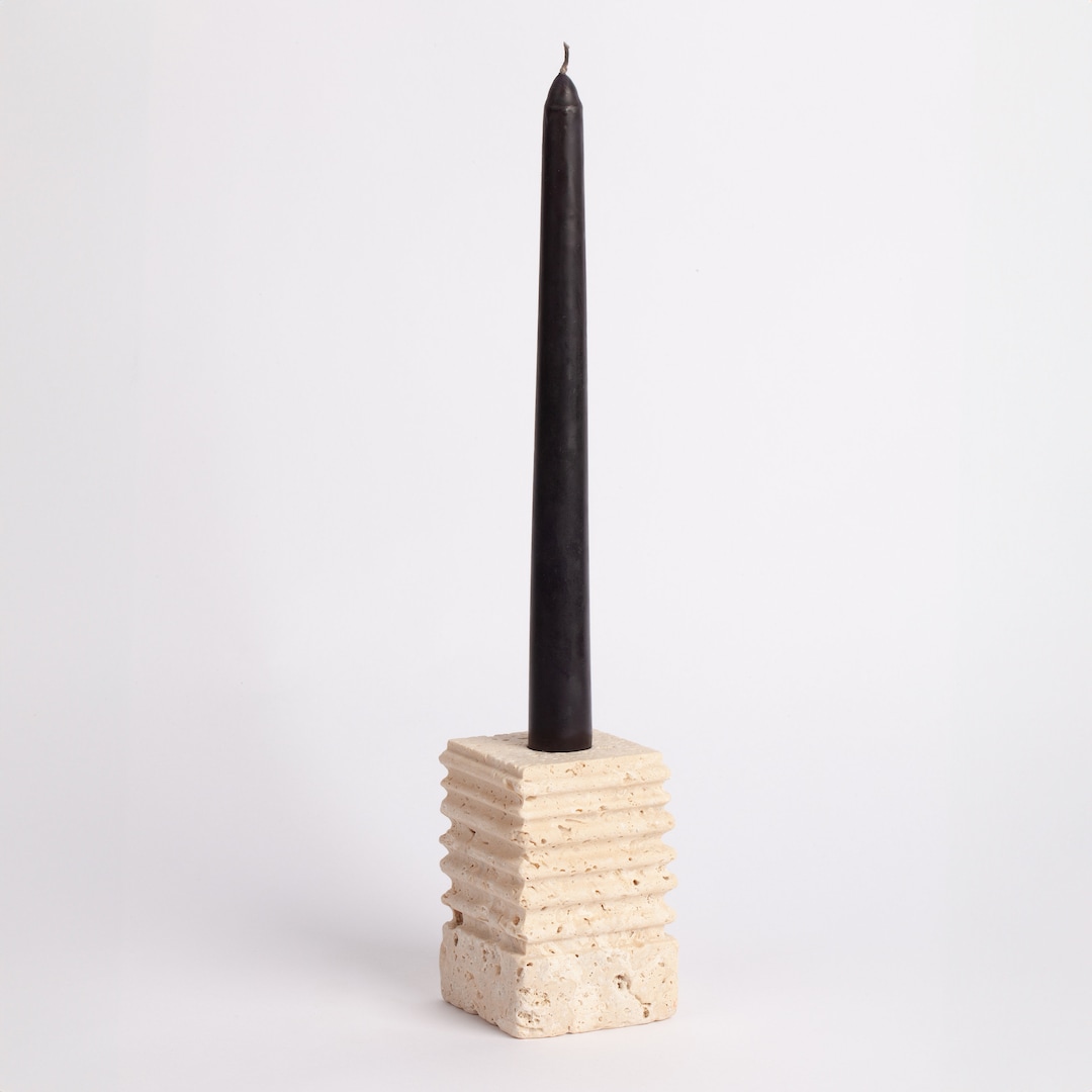 Travertine Rectangle Candlestick Holder / Natural Stone Candlestick ...