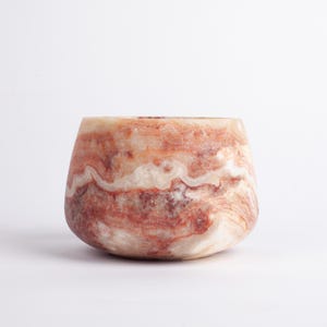 Hand Carved Pink Alabaster Pedestal Bowl Natural Stone Decoration - Etsy