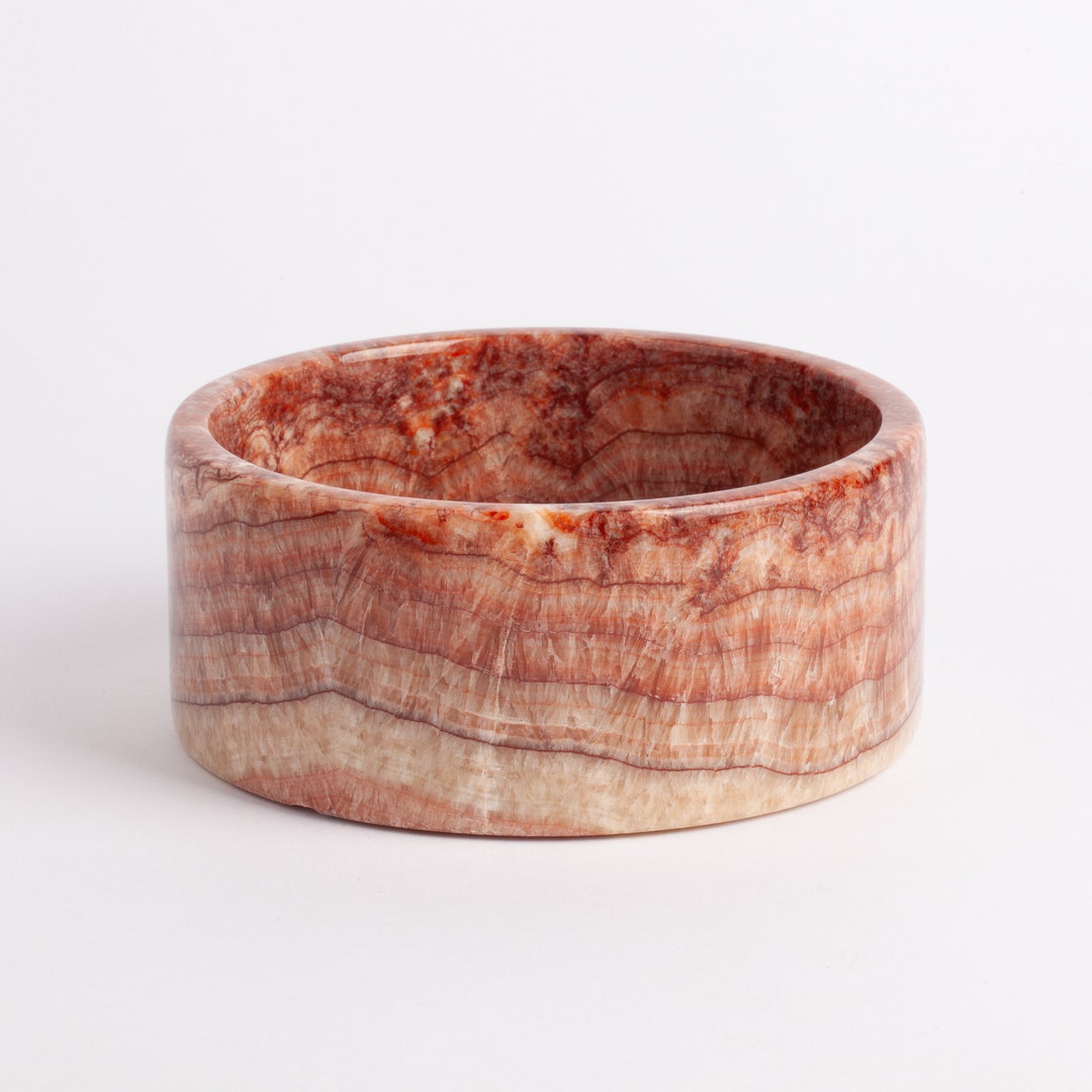 Pink / Rose Alabaster Cylinder Bowl / Hand Carved Onyx / Onyx ...