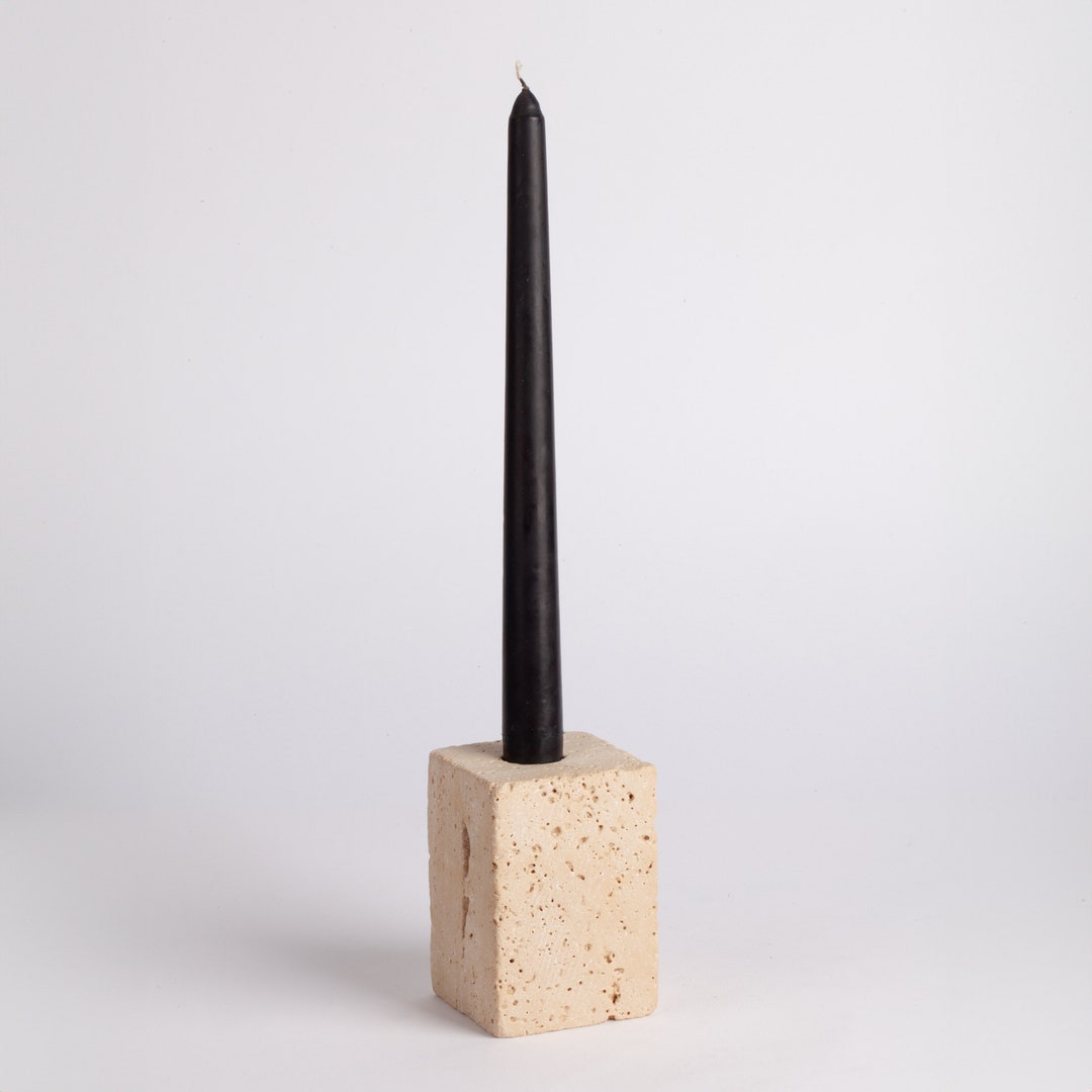 Travertine Rectangle Candlestick Holder / Natural Stone Candlestick ...