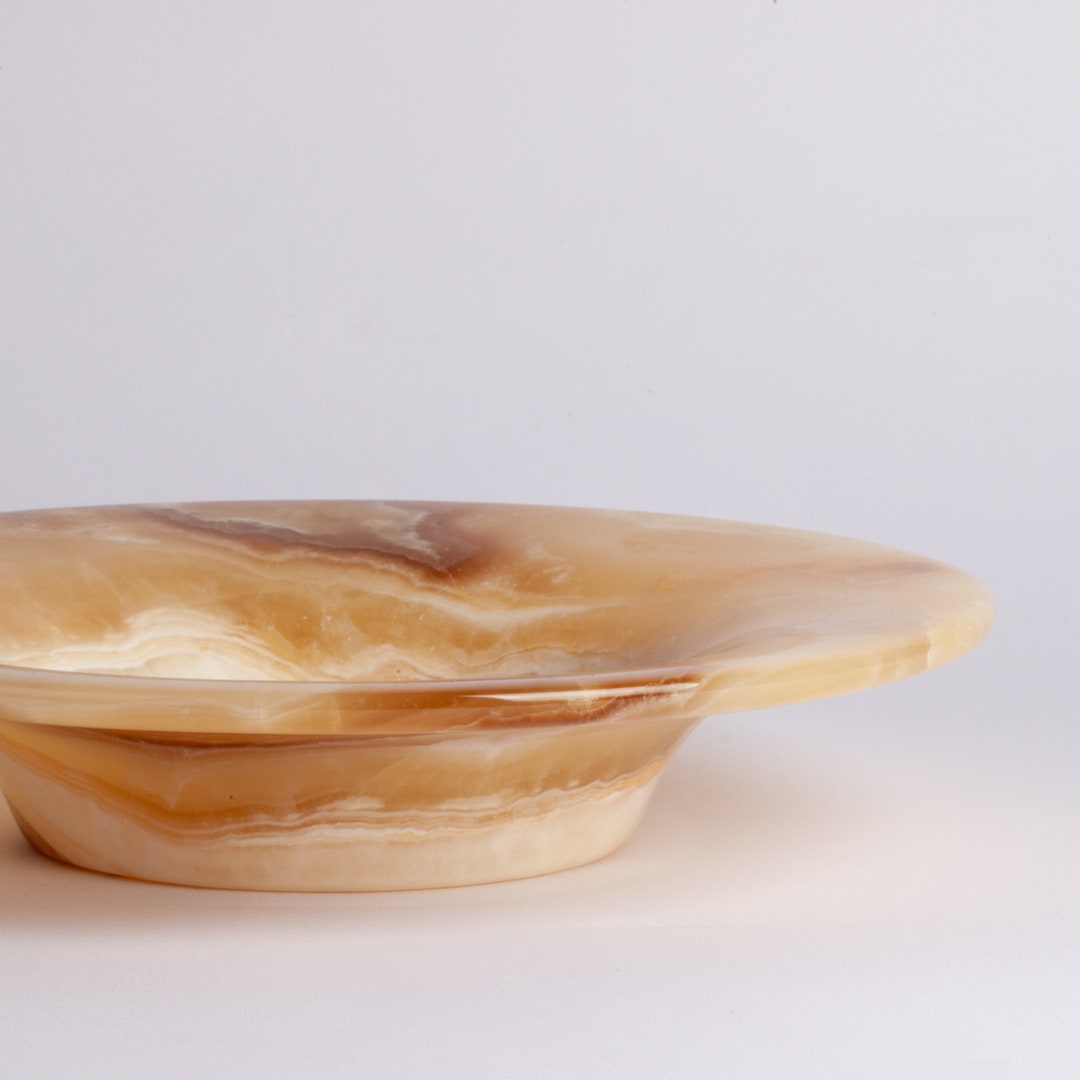 Yellow Alabaster Conical Plate / Hand Carved Onyx / Onyx Decoration ...