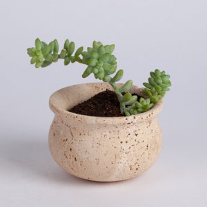 Natural Travertine Succulent Pot Brown-yellow-beige Marble, 3.5" - Etsy