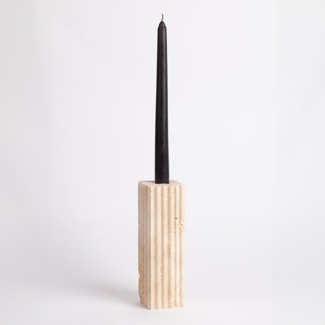 Travertine Rectangle Candlestick Holder / Natural Stone Candlestick ...