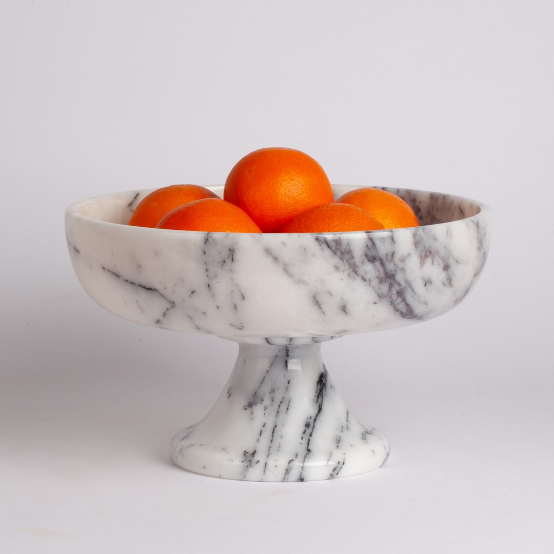 Marble Serving Bowl / Marble Pedestal Bowl / Centerpiece Bowl / Large ...
