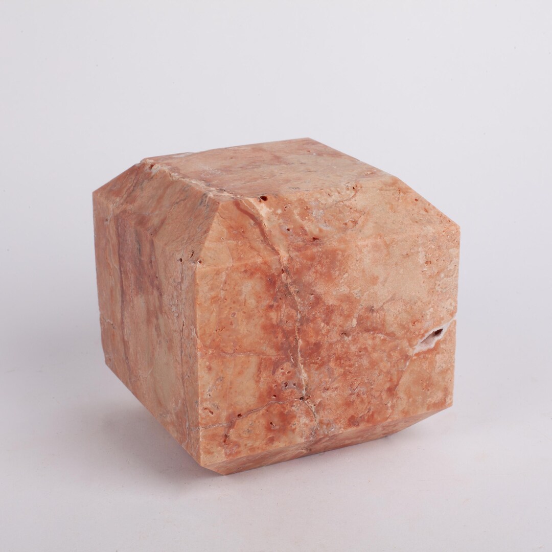 Pink Travertine Cube, 4" Inch Cube, Travertine Ornament, Marble ...