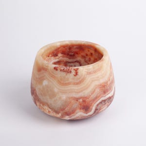 Hand Carved Pink Alabaster Pedestal Bowl Natural Stone Decoration - Etsy