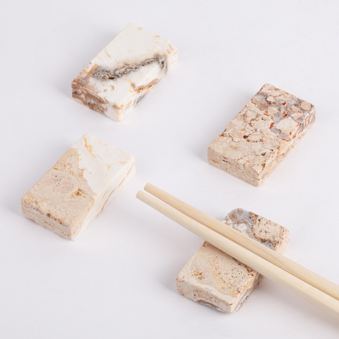 Mini Leonardo Travertine Rest, Chopstick Rest, Lilac Marble Cutlery ...