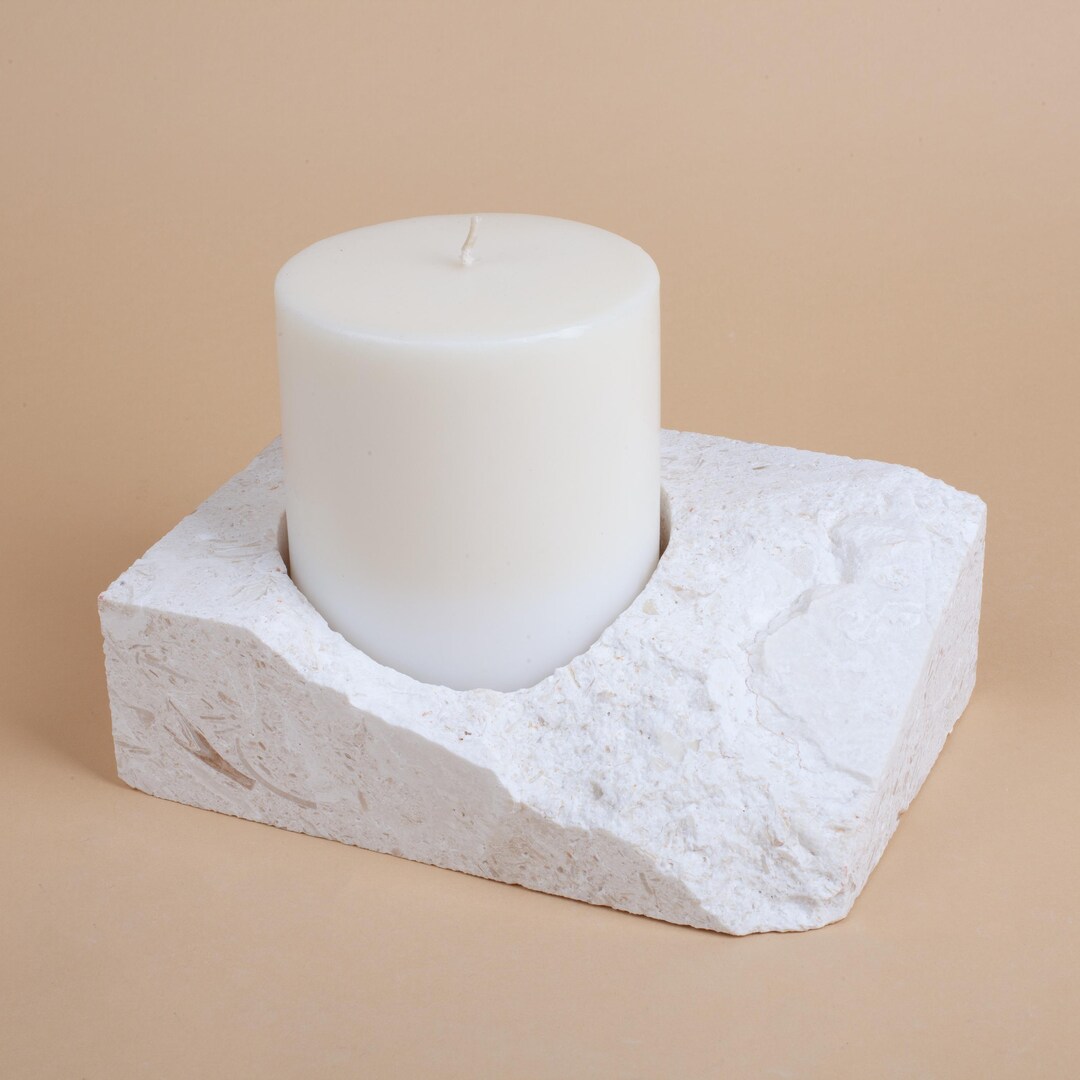 Limestone Candleholder, Natural Stone Candleholder, Cylinder Candleholder Holder, Big ...