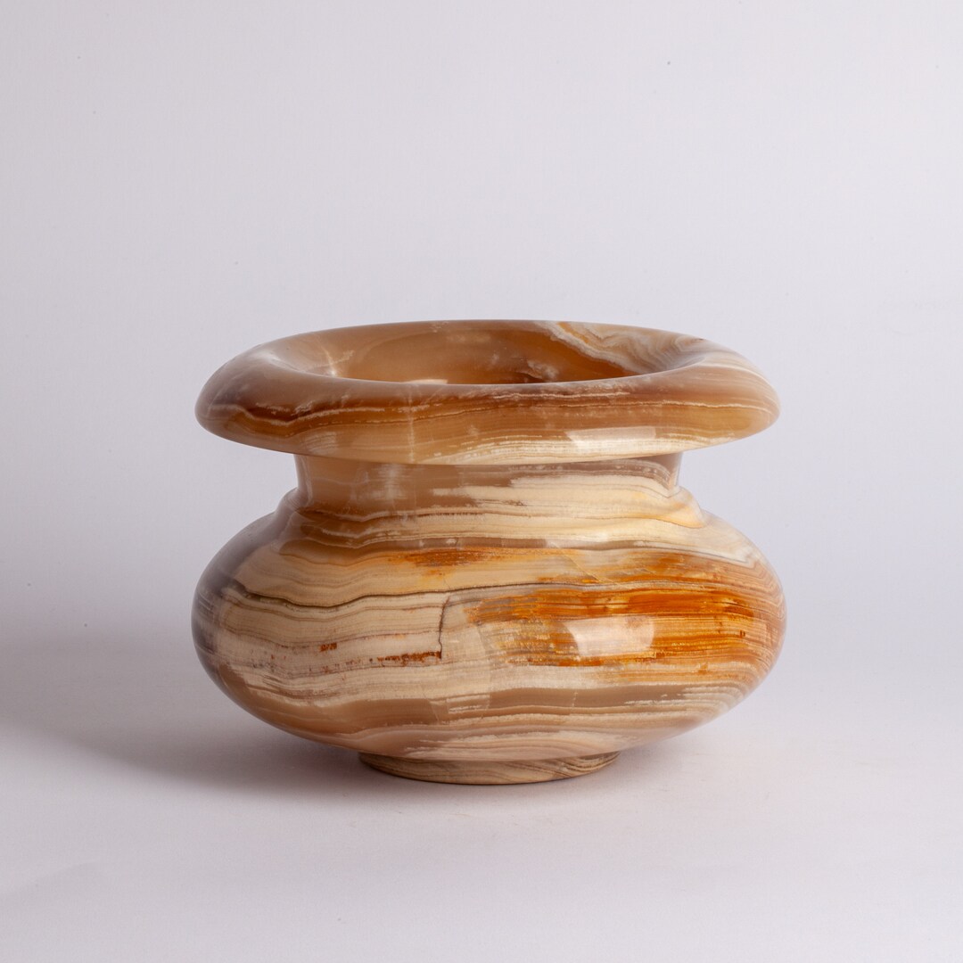 Yellow Alabaster Vase / Hand Carved Onyx / Onyx Decoration / Alabaster ...