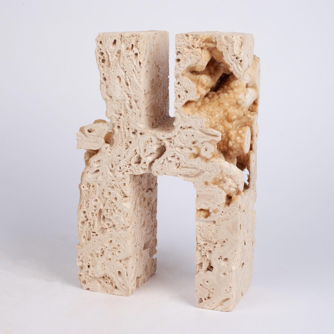 Natural Travertine Piece, Big H Sign, H Shape Ornament. Big Travertine ...