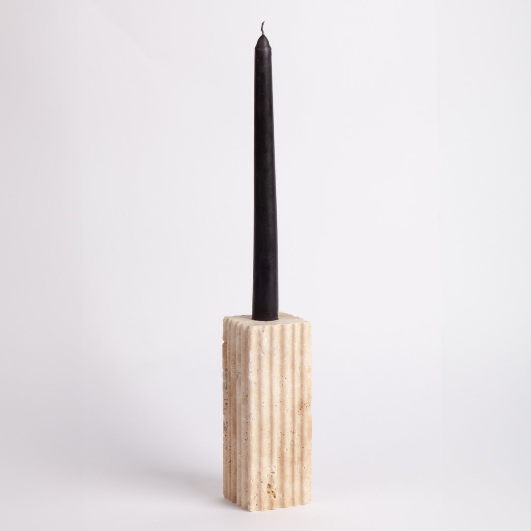 Travertine Rectangle Candlestick Holder / Natural Stone Candlestick ...