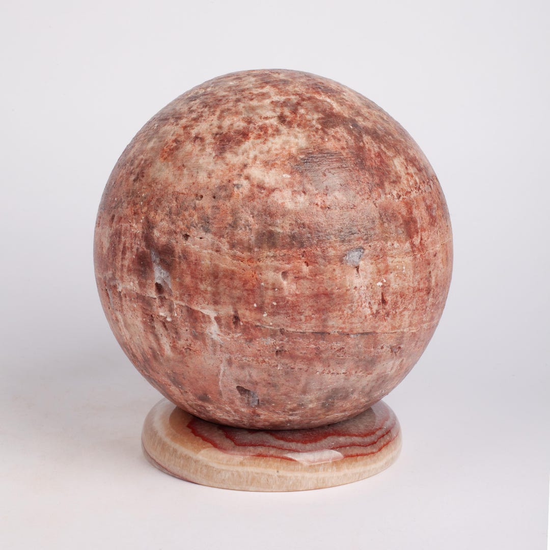 Pink Travertine Sphere 7.1 Inch/18 Cm, Travertine Ball, Marble Ball ...