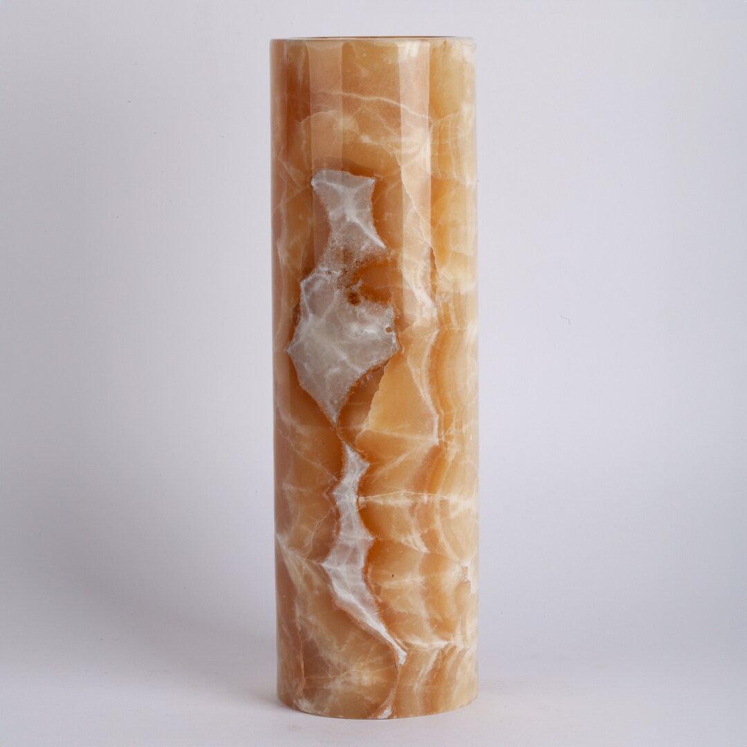 Hand Carved Yellow Alabaster Vase Natural Stone Home Decor (16" Tall ...