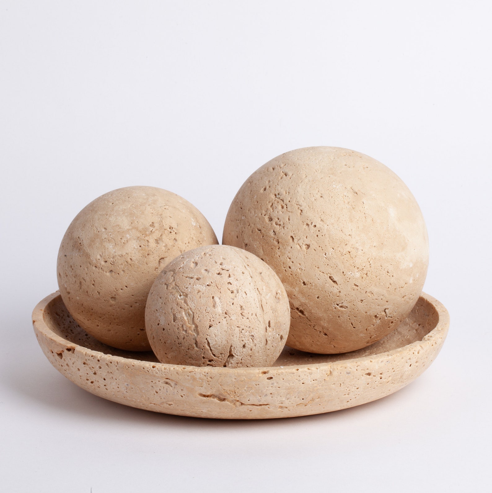 Natural Travertine Sphere Beige Stone Ornament Photo Prop, Travertine ...