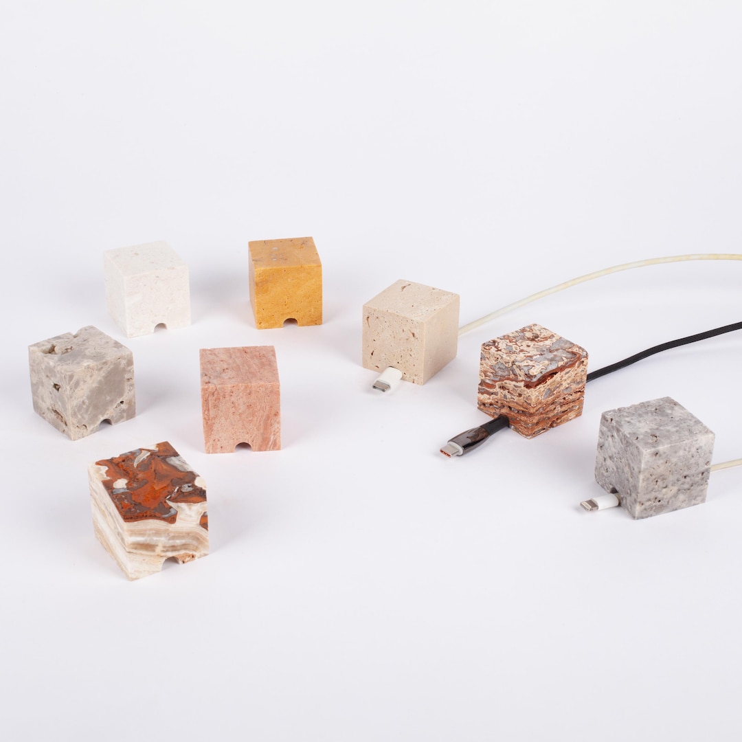 Travertine Cable Holder, Charging Cable Organizer, Cable Keeper ...
