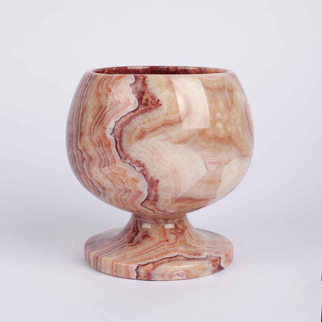 Hand Carved Pink Alabaster Pedestal Bowl Natural Stone Decoration - Etsy UK