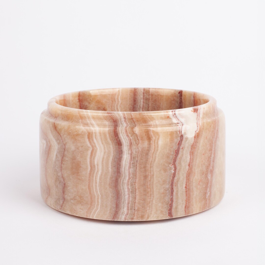 Hand Carved Pink Alabaster Cylinder Bowl Natural Stone Decoration - Etsy