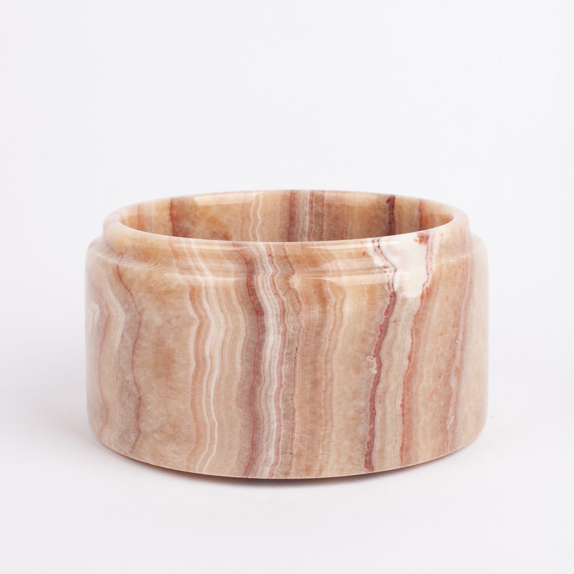 Hand Carved Pink Alabaster Cylinder Bowl Natural Stone Decoration - Etsy