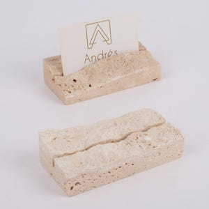 Travertine Card Holder, Marble Menu Holder, Rustic Card & Sign Holder ...