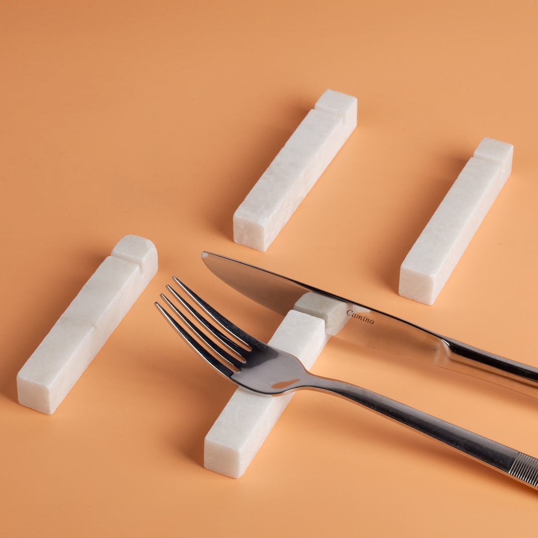 White Marble Cutlery Rest Set 6pcs, Marble Cutlery Rest Set, Marble ...