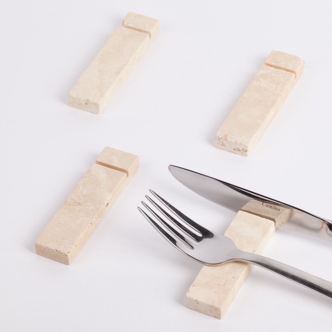 8pcs Beige Travertine Cutlery Rest / Chopstick Rest / Marble Cutlery ...