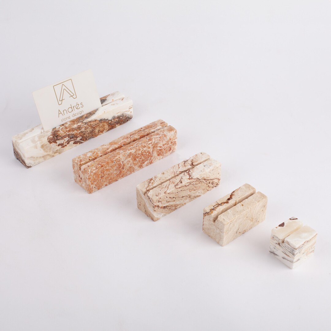 Travertine Card Holder, Marble Menu Holder, Jewelry Display, Name Tag ...