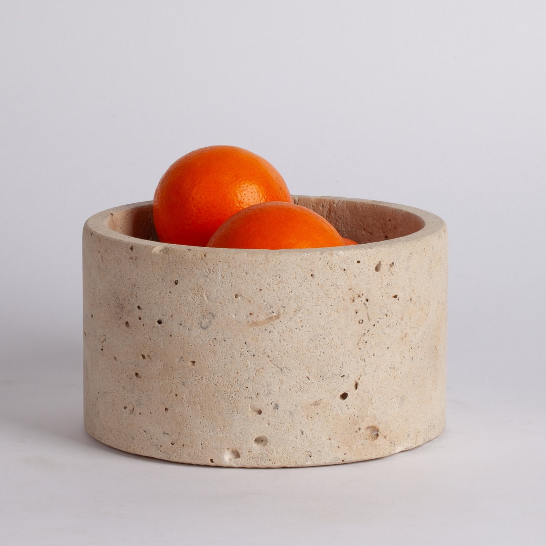 Various Size Travertine Cylinder Bowl / Natural Stone Bowl / Kitchen ...