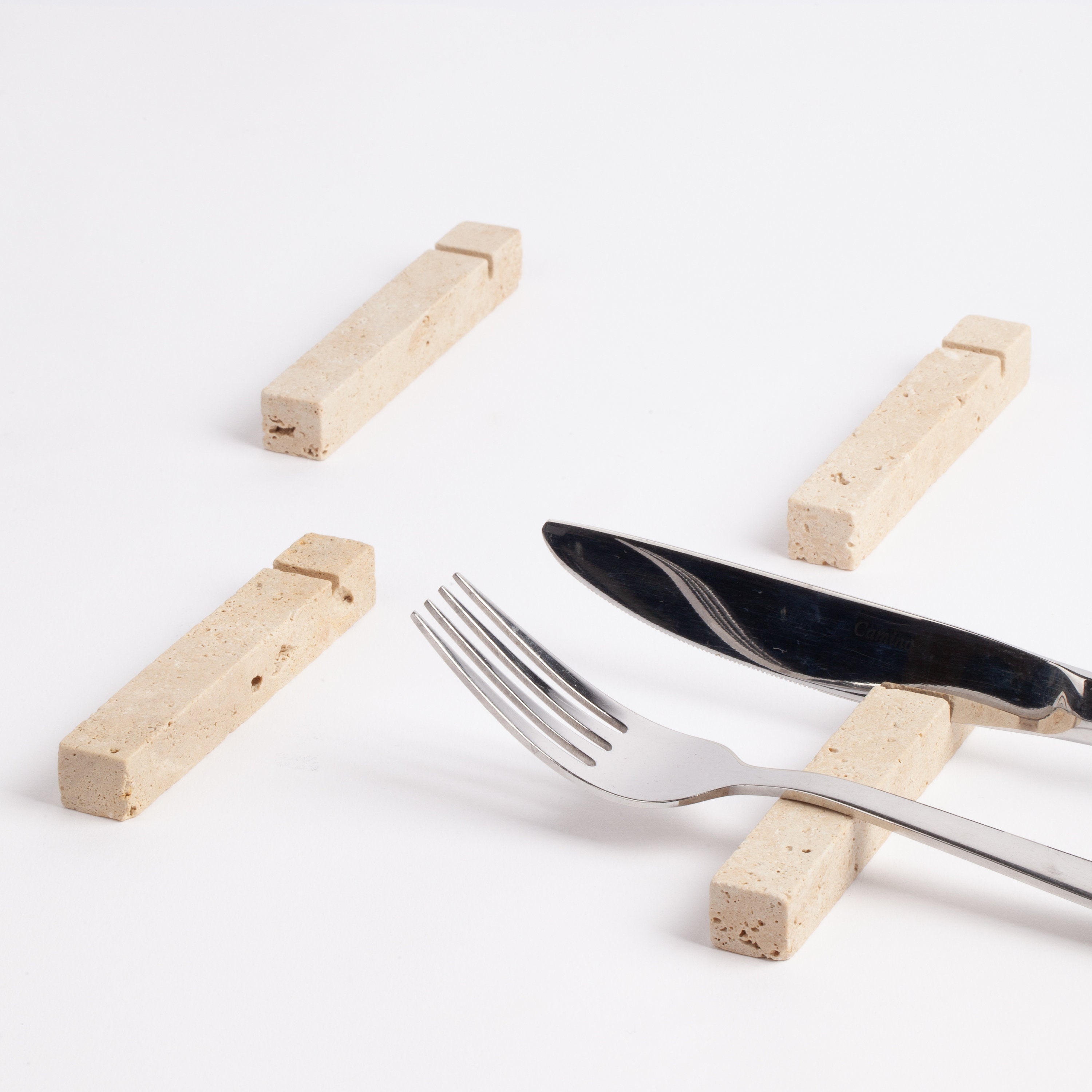 Beige Travertine Cutlery Rest Set 6pcs , Brown Travertine Cutlery Rest ...