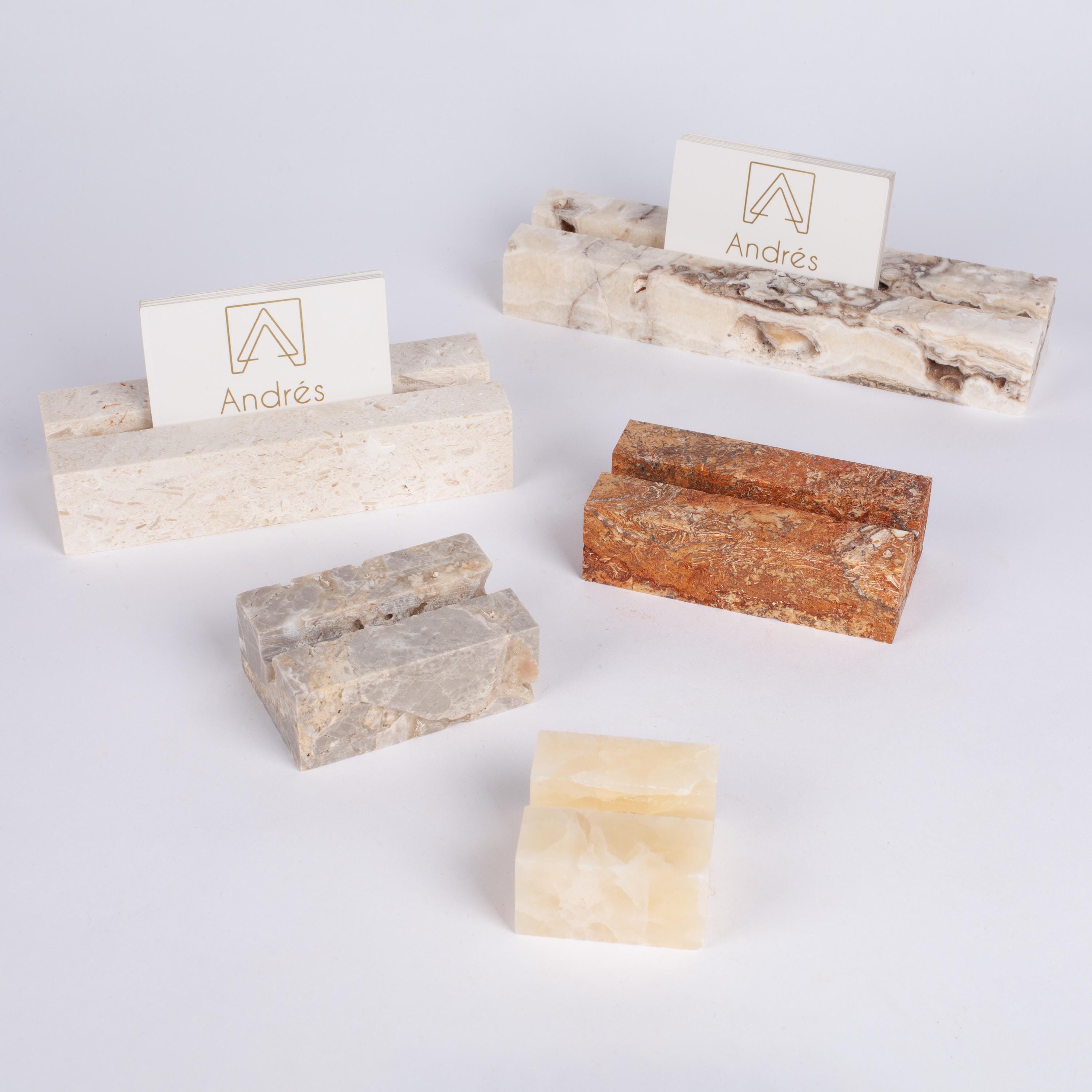 Travertine Card Holder With Wide Slot, Business Card Holder, Rustic ...