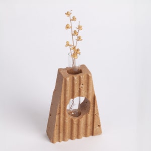 Handmade Travertine Planter With Glass Tube: Unique Stone Decor - Etsy