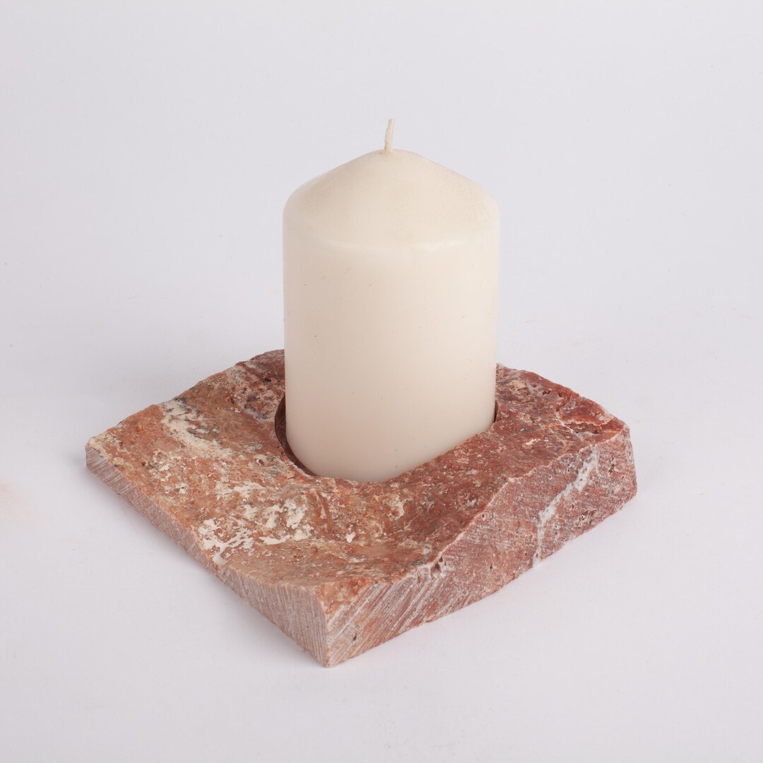 Pink Travertine Candleholder, Natural Stone Candleholder, Cylinder Candleholder Holder,big ...
