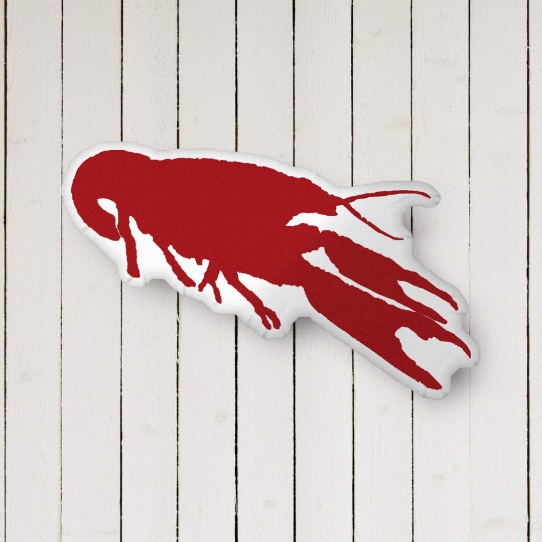 Crawfish Pillow, Cajun Food Plush, Red Crawdad Shaped Accent Pillow ...