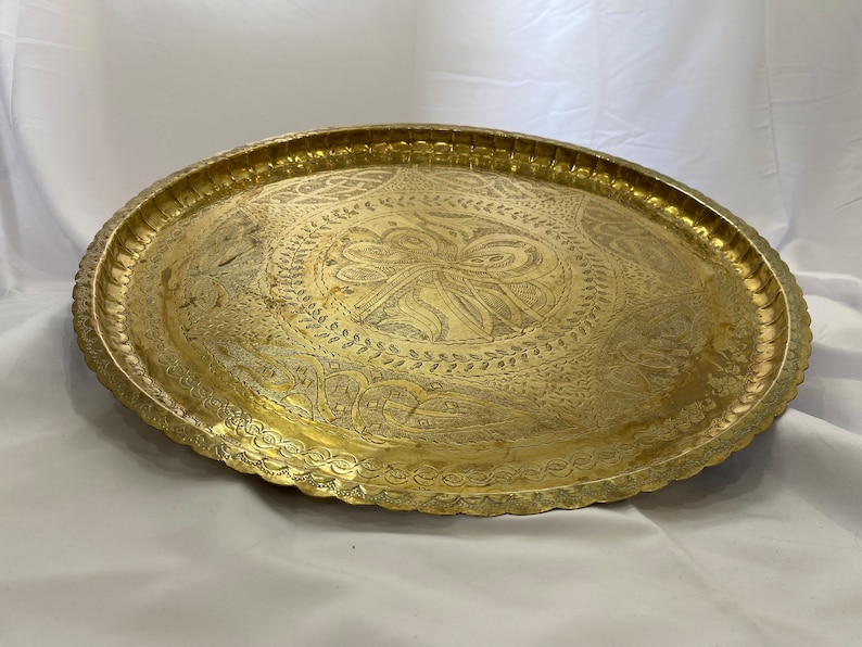 Antique 19th Century Persian (middle Eastern) 23" Brass Tray - Etsy
