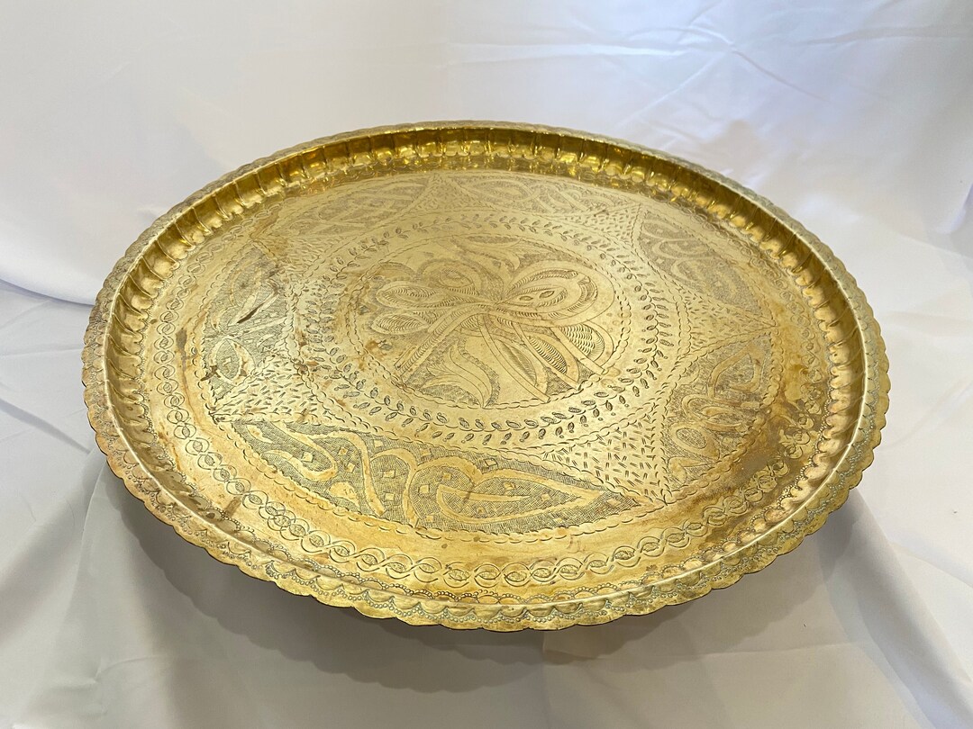 Antique 19th Century Persian (middle Eastern) 23" Brass Tray - Etsy