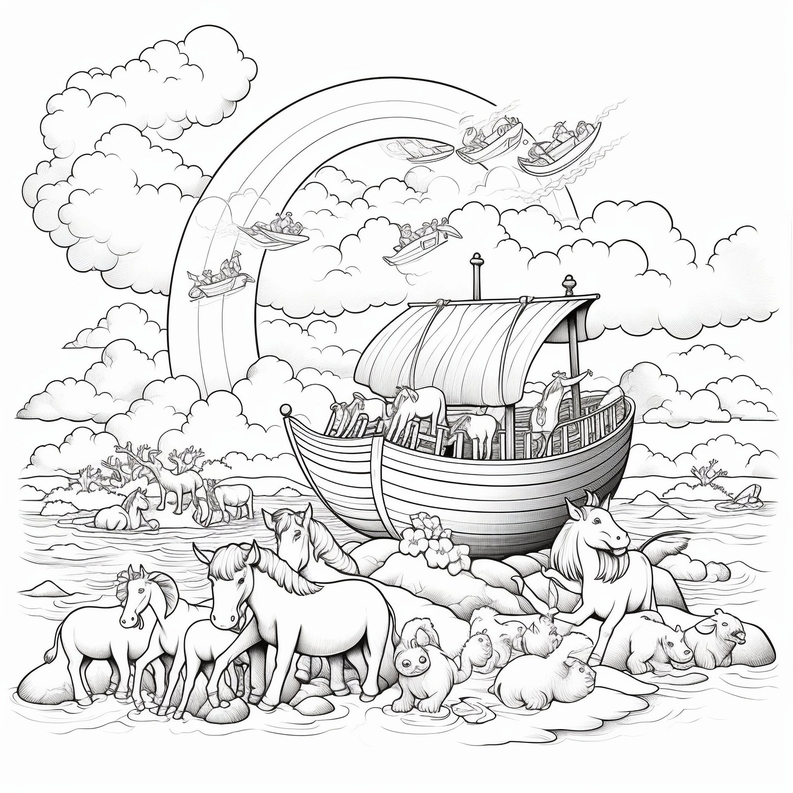 Noah's Ark Coloring Pages for Kids - Etsy