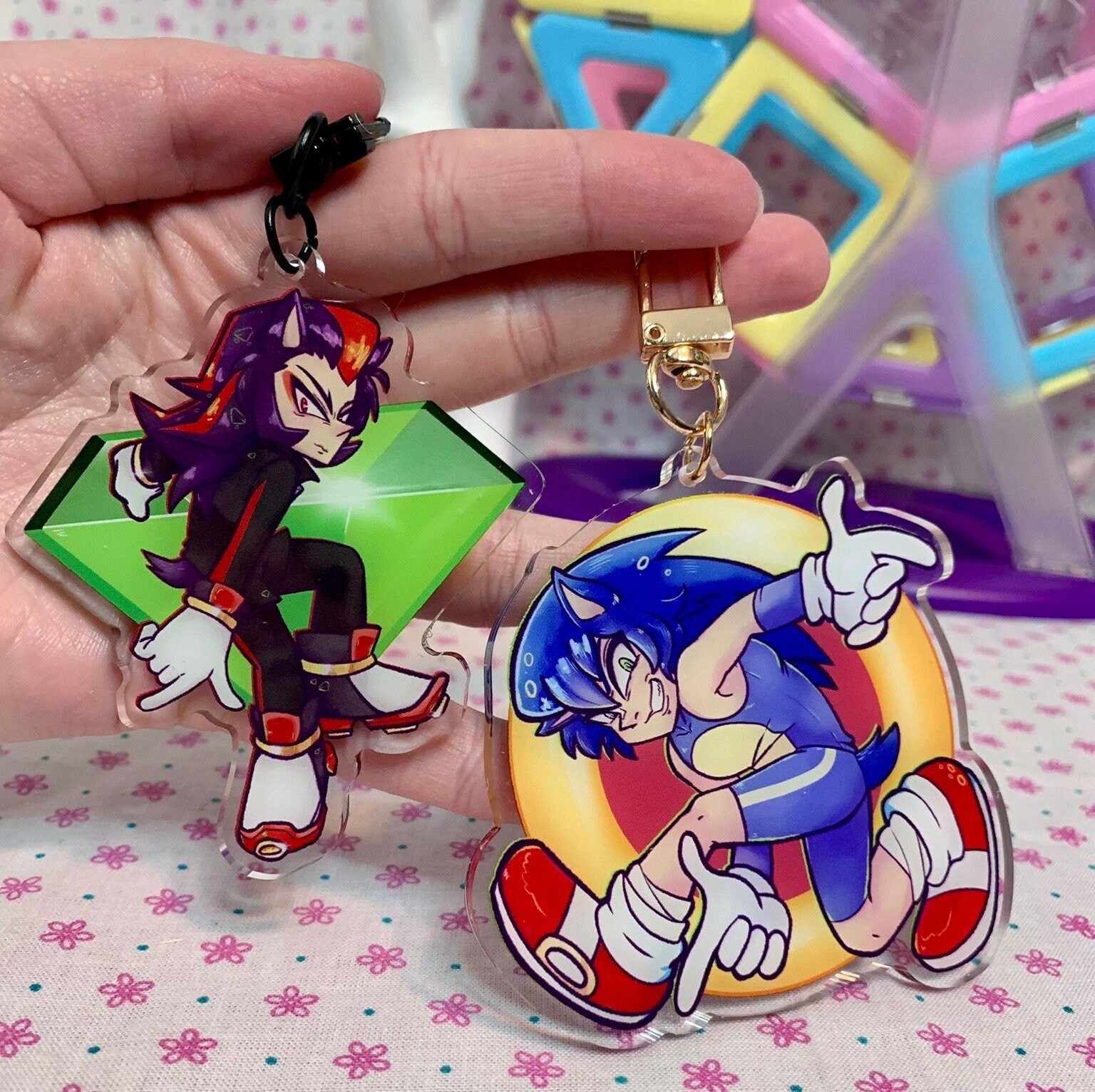 Sonic and Shadow Acrylic Charms - Etsy