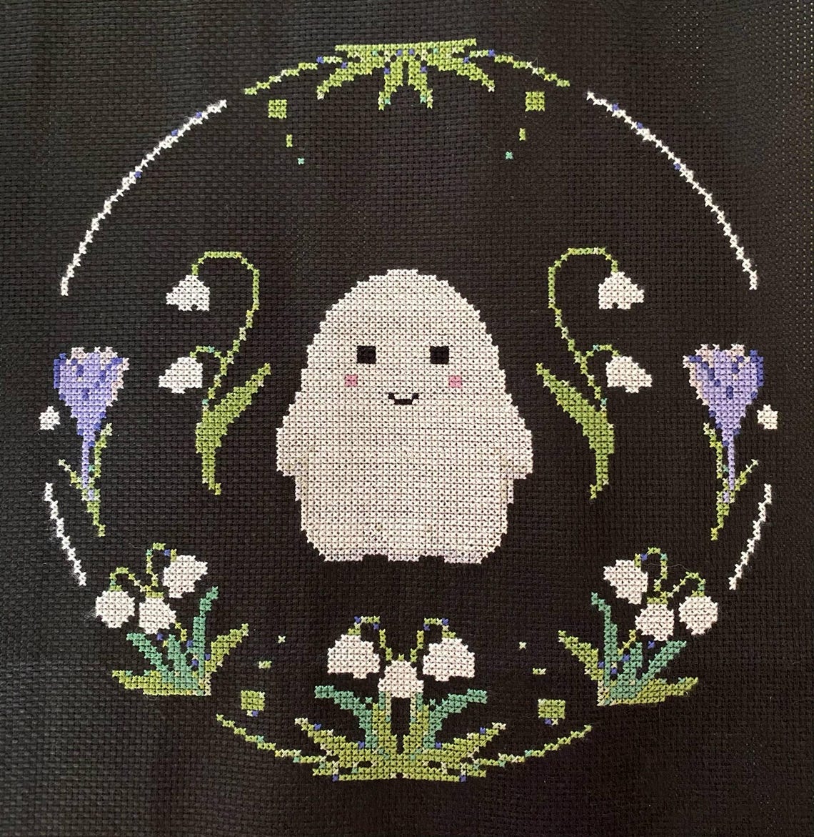 Springtime Ghost - Cross Stitch Pattern - Snow Drops, Halloween, Spooky ...