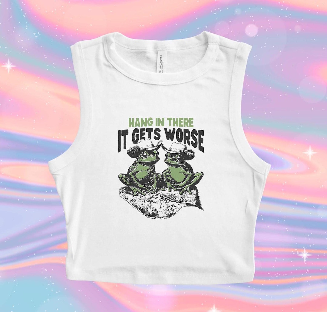 Cowboy Frog Crop Tank, Retro Hang in There Baby Tee, Froggy Rippit ...