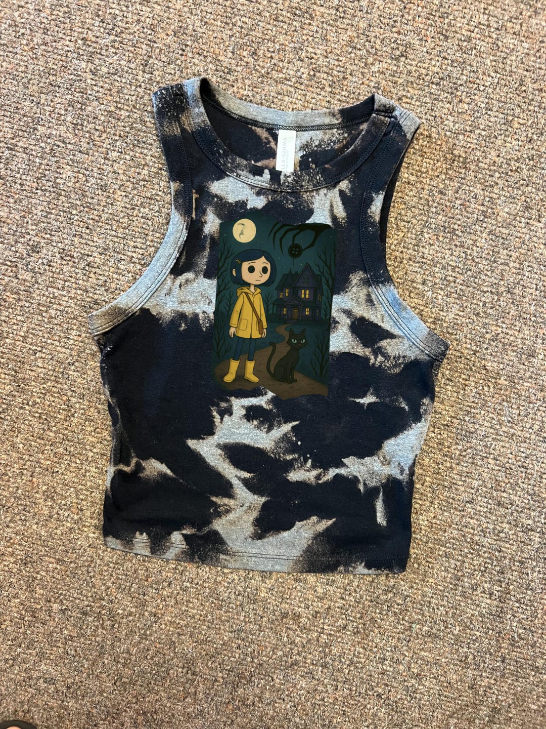 Cora Crop Tank, Halloween Scary Doll, Button Eyes, Custom Bleach Tee - Etsy