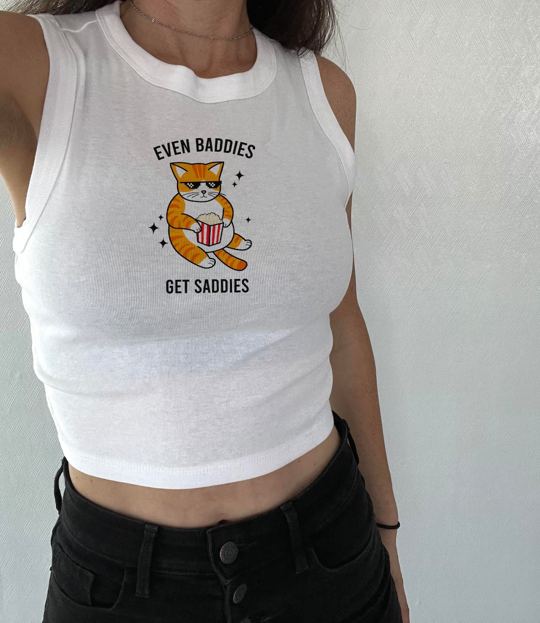 Baddies Saddies Baby Tee, Bad Sad Teen Crop, Womens Funny Depressed ...