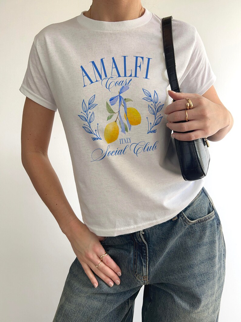 Amalfi Crop Tank, Italy Coastal 90s Tee, Amalfi Coast Baby Tee, Italian Womens Tee - Etsy