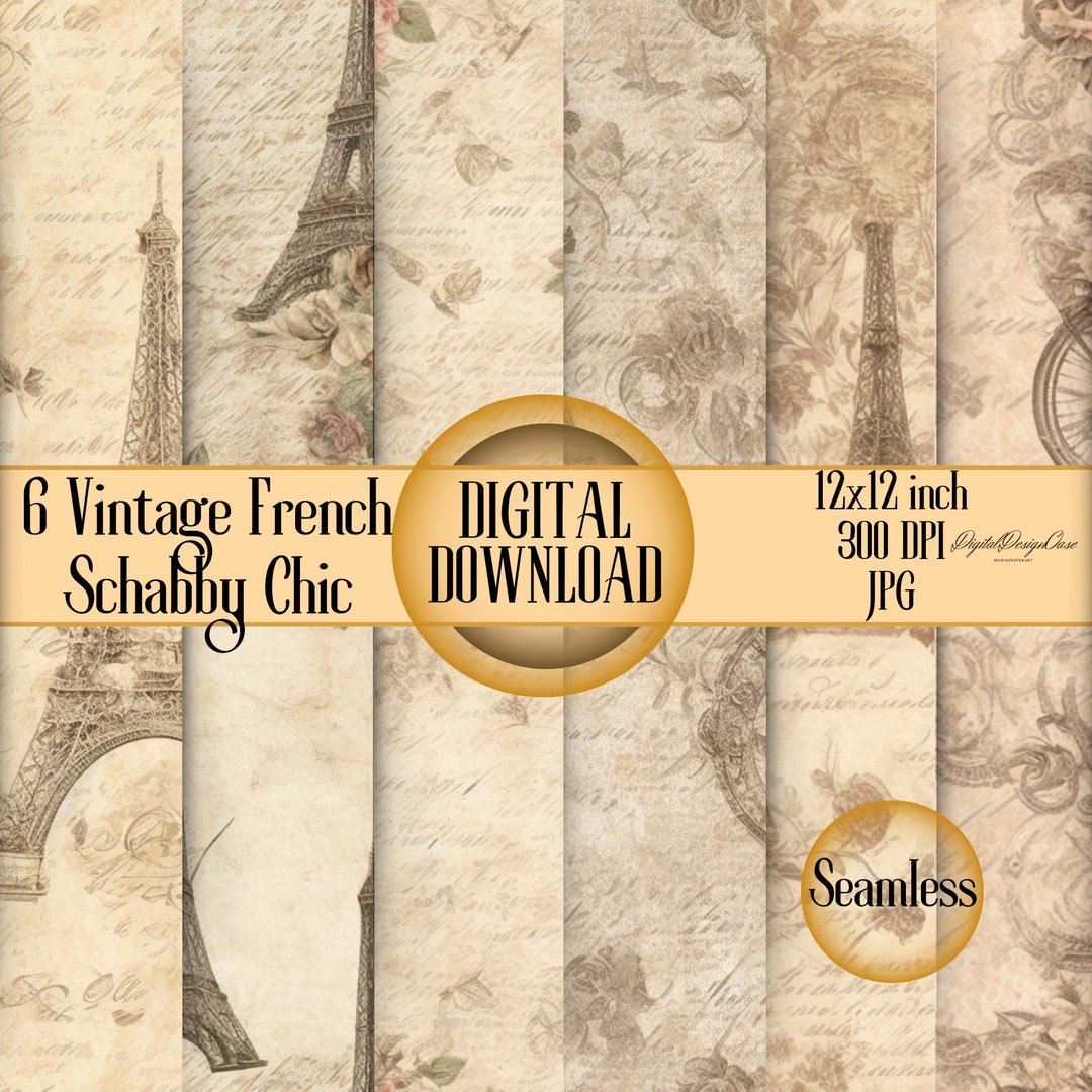Vintage French City Shabby Chic Digital Paper Set, Digital Prints, Art ...