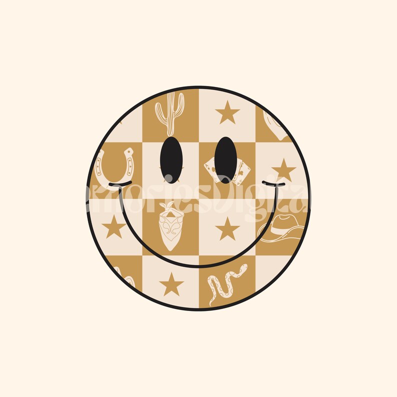 Western Happy Face Png, Howdy Smile Face Png File, Checker Emoji Face ...