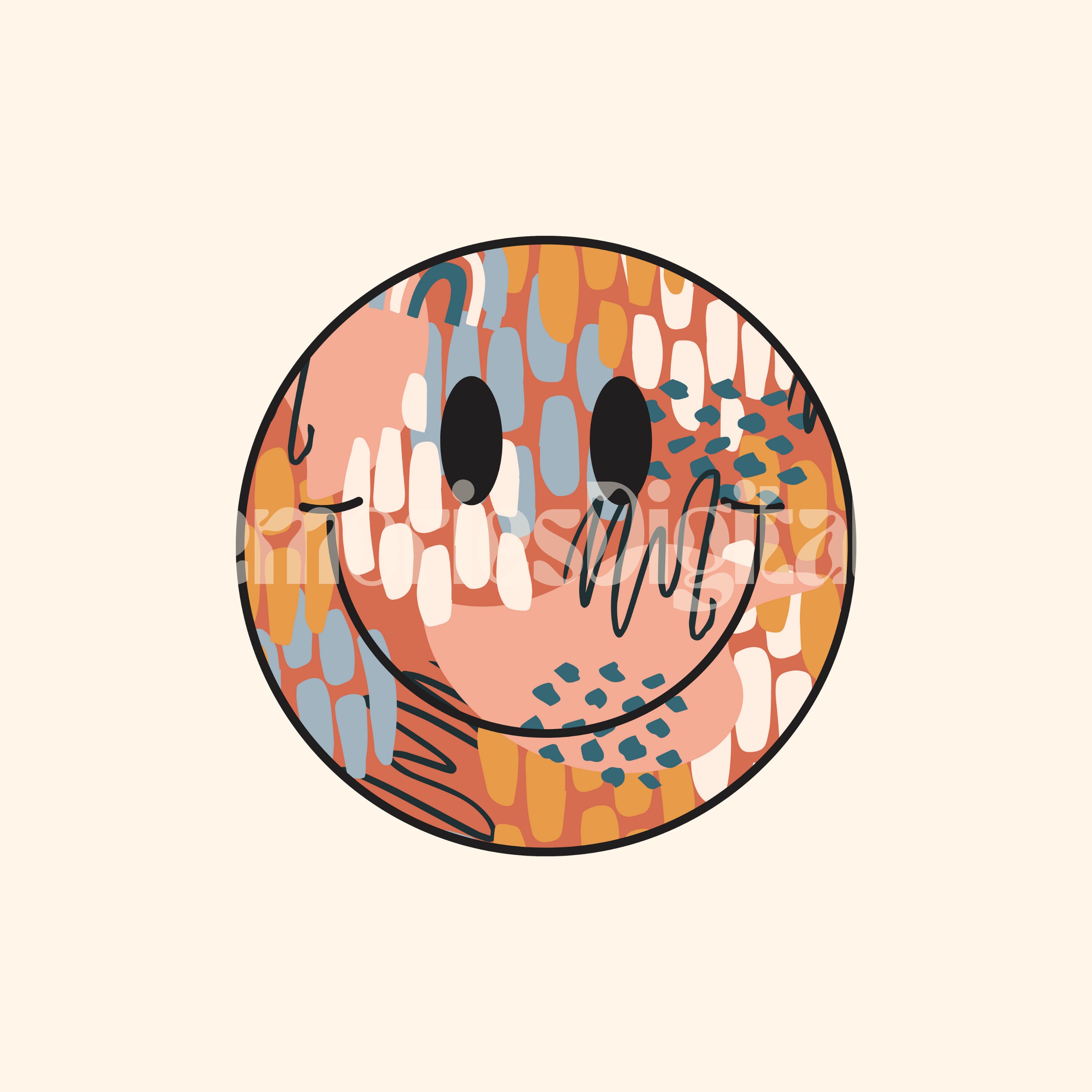 Abstract Happy Face Png, Distressed Smile Face Png File, Retro Emoji ...