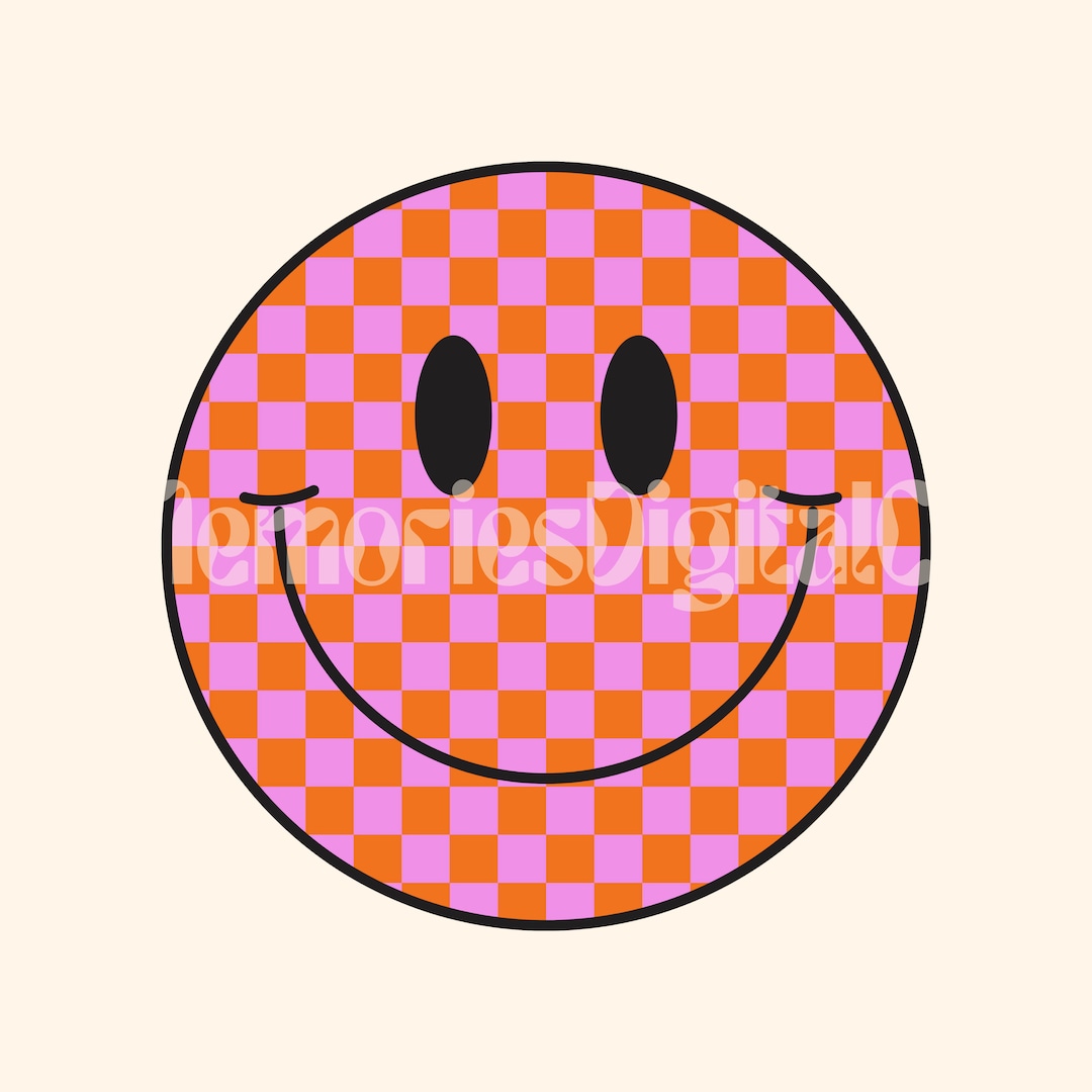 Checkerboard Happy Face PNG: Retro Smile Shirt Design (digital Download ...