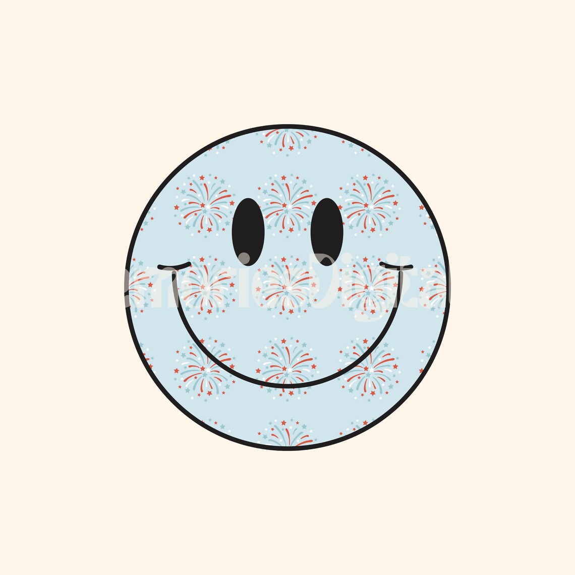 Distressed American Firework Happy Face Png, Fourth of July Smile Face ...