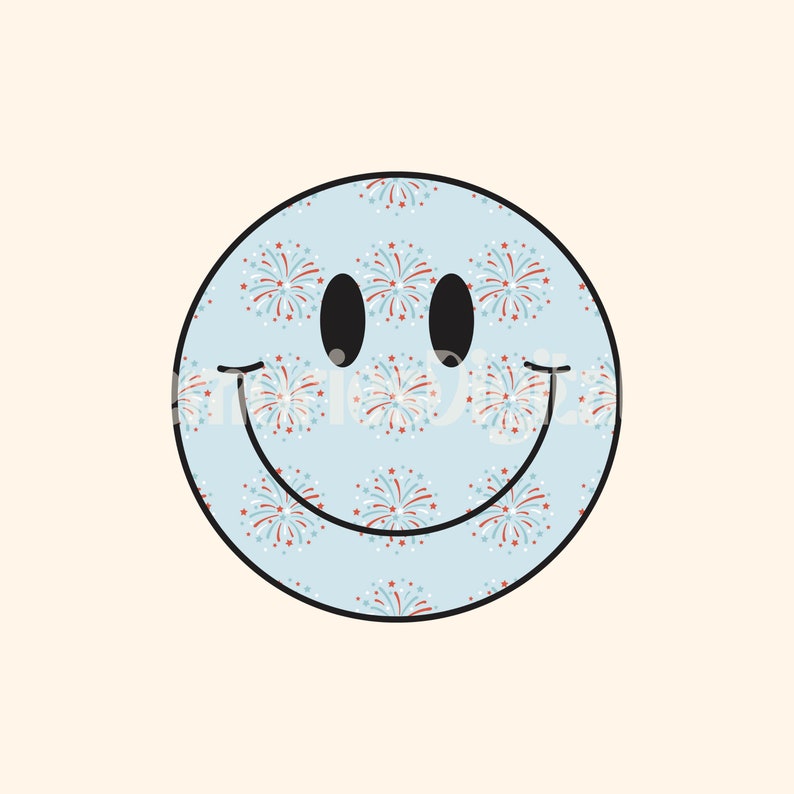 Distressed American Firework Happy Face Png, Fourth of July Smile Face ...