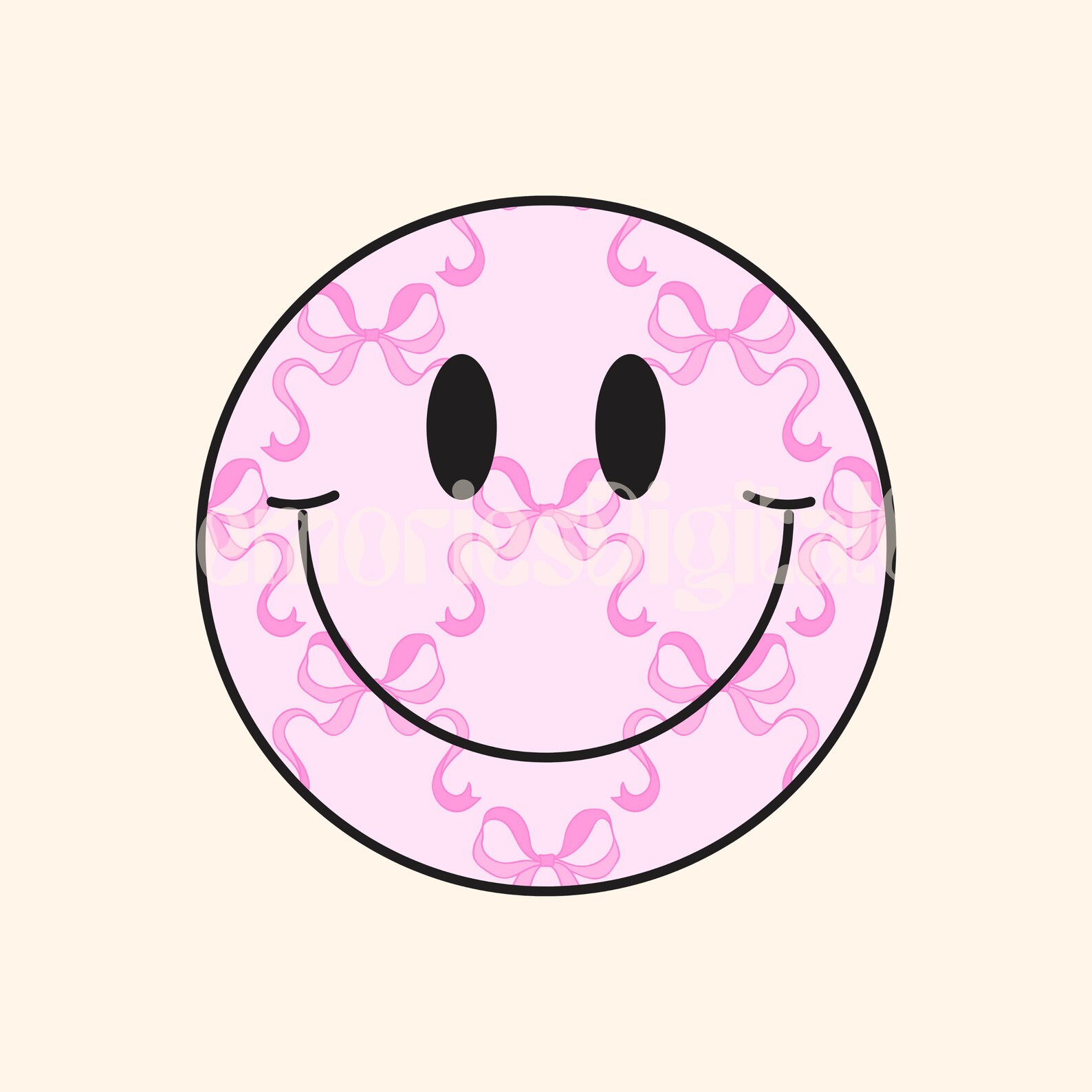 Pink Bows Coquette Smile Face Png, Girly Happy Face Pink Bow PNG Shirt ...