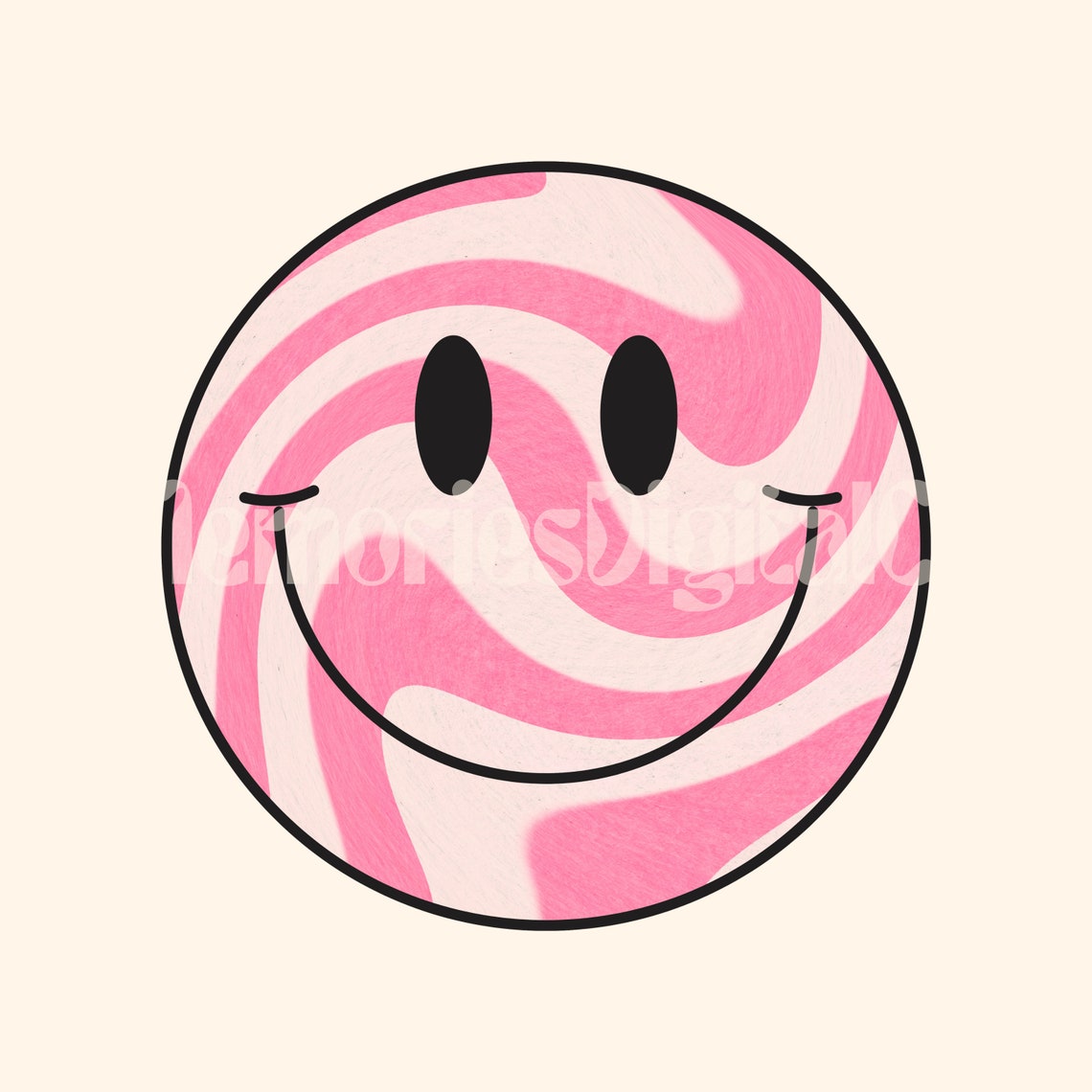 Retro Pink Wave Happy Face Png, 90s Smile Face Png File, 80s Shirt ...